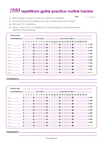 1000 Repetitions Guitar Practice Routine Planner & Tracker - Guitaration