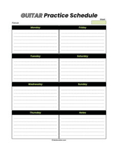 printable guitar practice schedule planner free download - Guitaration